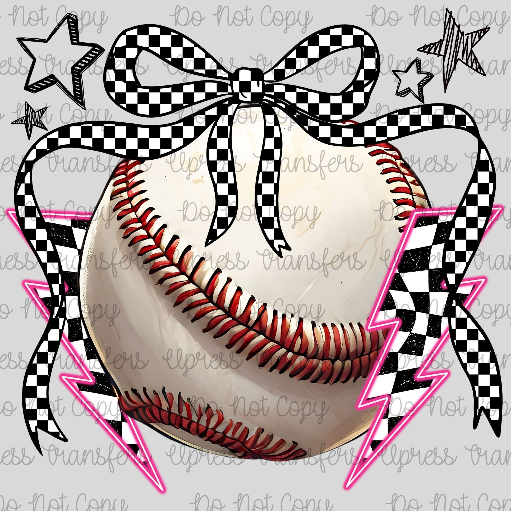 Baseball Bolts Checkered – U Press Transfers