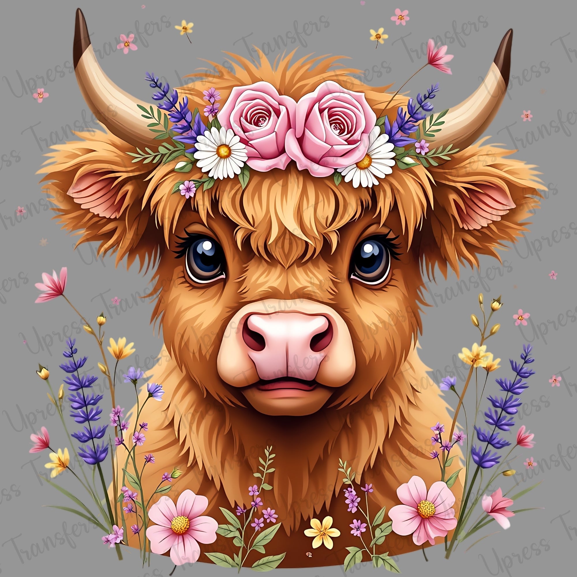 Highland Cow Flowers – U Press Transfers