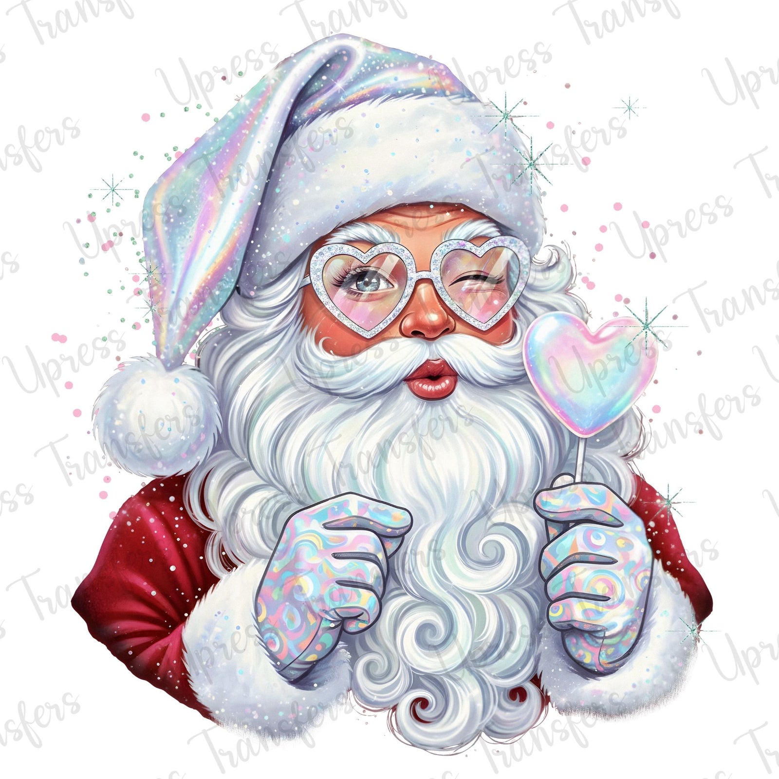 Iridescent Sparkle Santa – U Press Transfers